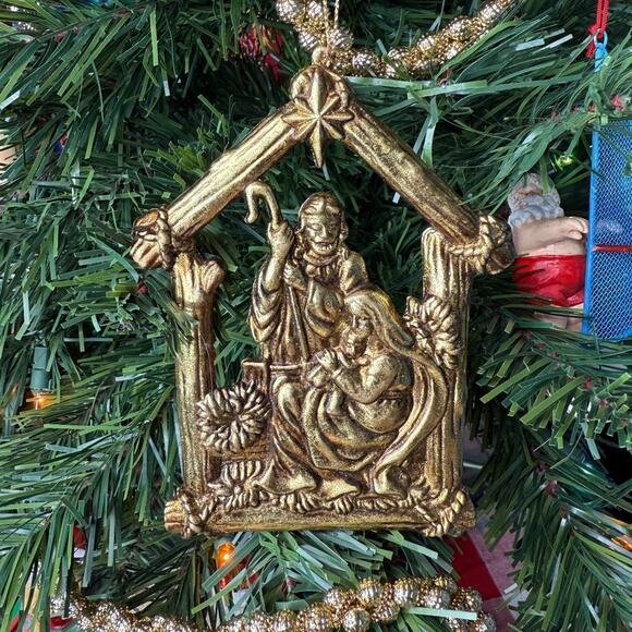 Holiday Time | Holiday | Holiday Time Nativity Scene Ornament Golden ...